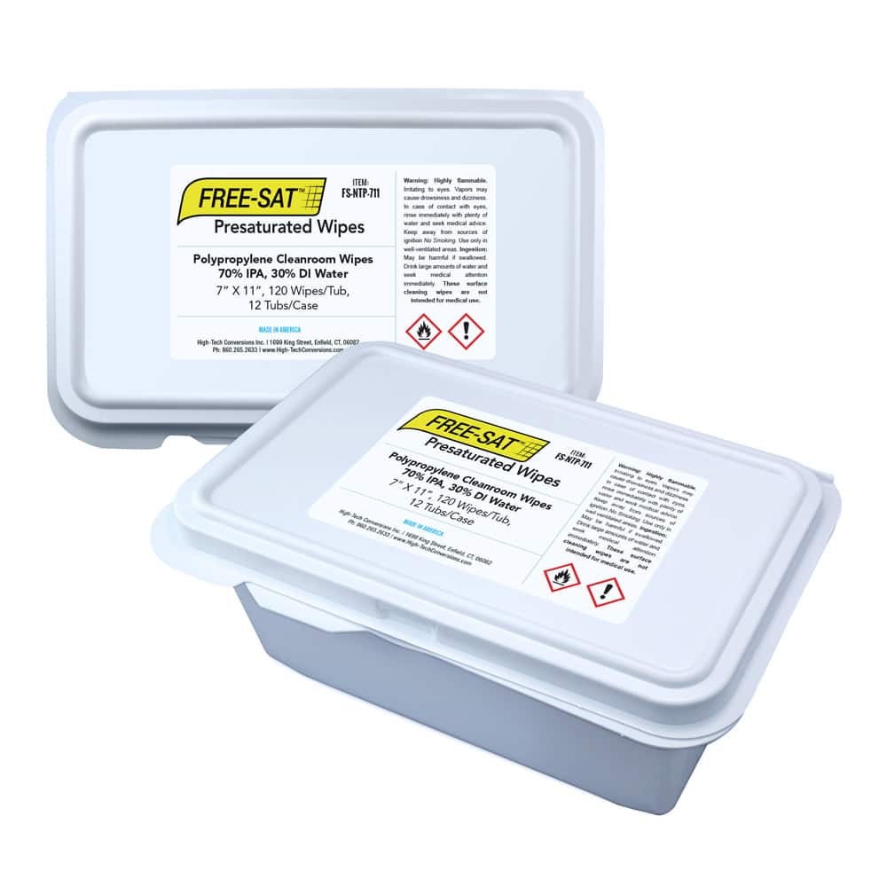 FREE-SAT™ 7″ × 11″ Polypropylene Presaturated Wipes 70% IPA / 30% DI ...